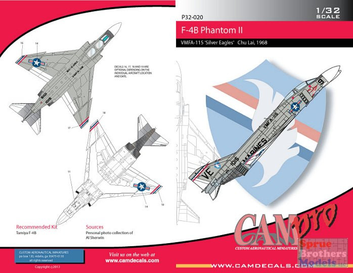 CAMP32020 1:32 CAM Pro Decals - F-4B Phantom II VMFA-115 Silver Eagles ...