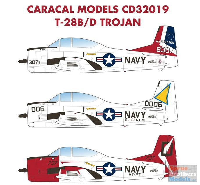 CARCD32019 1:32 Caracal Models Decals - USAF & US Navy T-28B T-28D ...