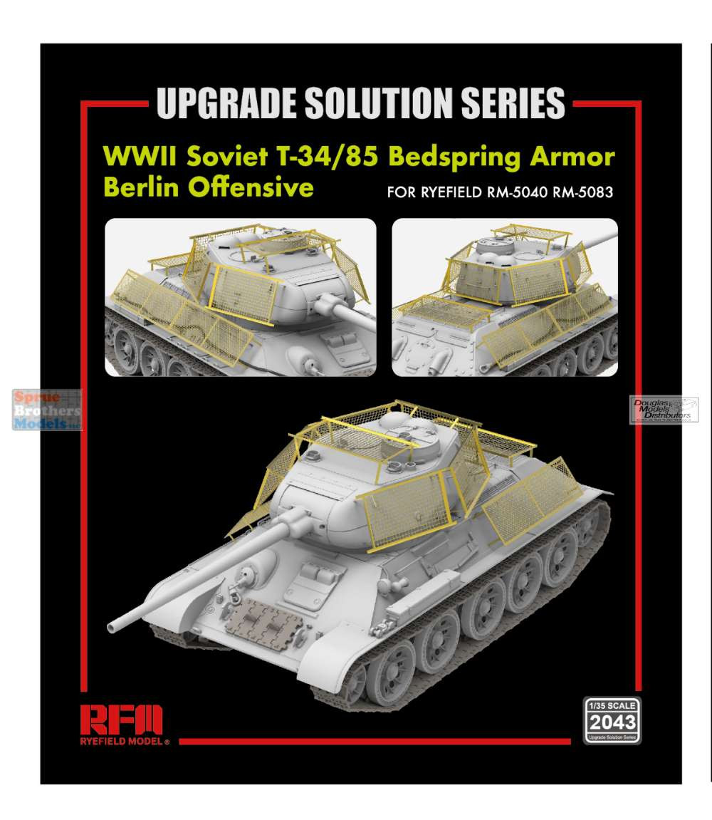 RFMRM2043 1:35 Rye Field Model T-34/85 Bedspring Armor Berlin Offensive ...