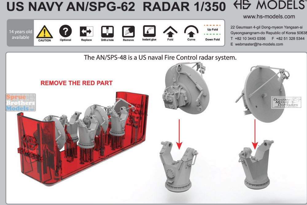 HSMU350051U 1:350 HS Models US Navy Fire Control Radar AN/SPG-62 ...