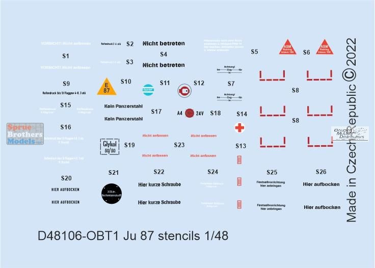 EDUD48106 1:48 Eduard Decals - Ju87 Stuka Stencils - Sprue Brothers ...