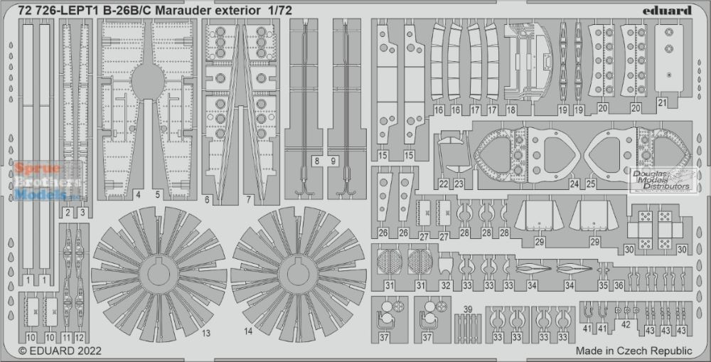 EDU72726 1:72 Eduard PE - B-26B B-26C Marauder Exterior Detail Set (HAS ...