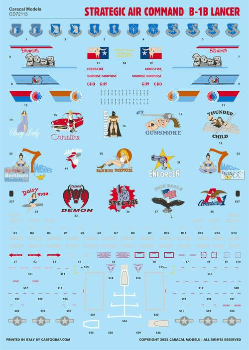CARCD72113 1:72 Caracal Models Decals - Strategic Air Command B-1B ...
