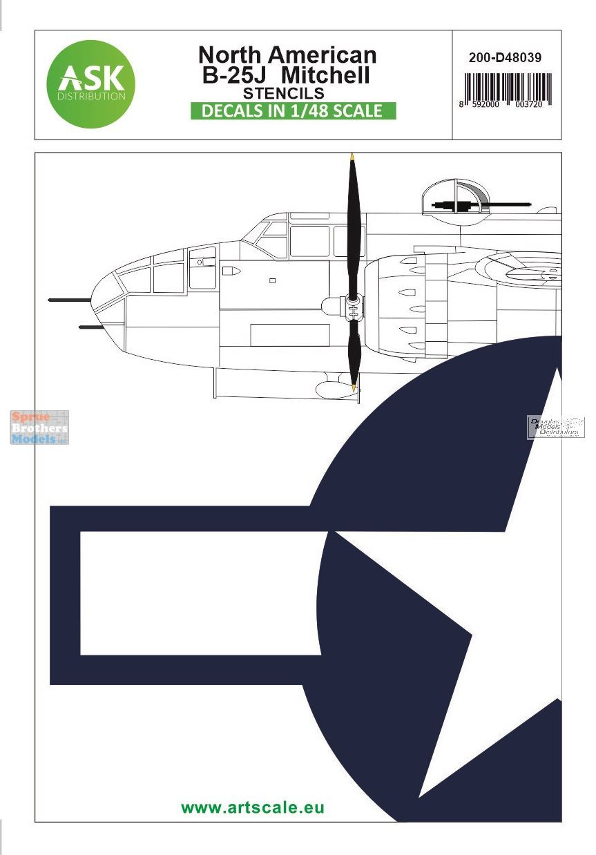 ASKD48039 1:48 ASK/Art Scale Decals - B-25J Mitchell Stencils - Sprue ...