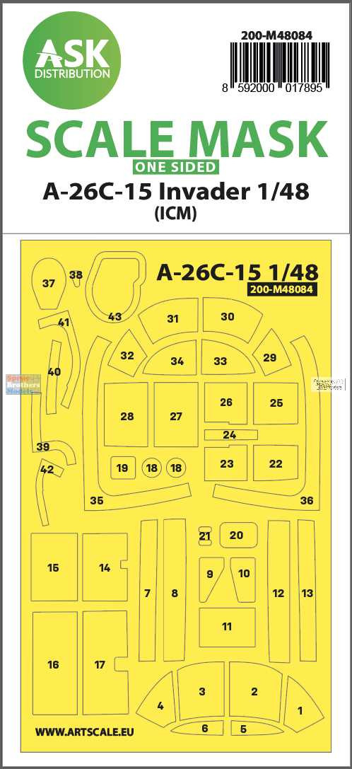 ASKM48084 1:48 ASK/Art Scale Mask - A-26C-15 Invader (ICM kit) - Sprue ...