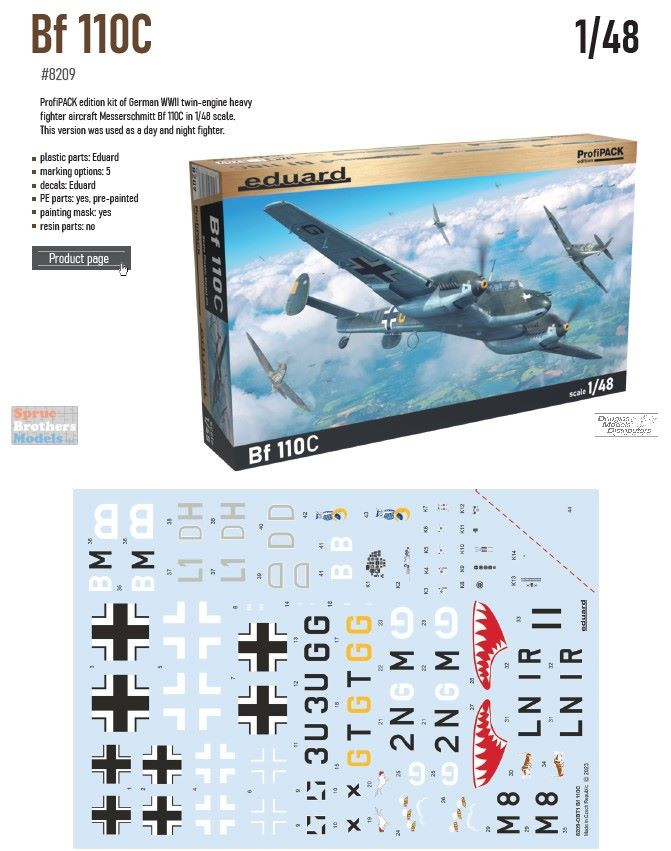 EDU08209 1:48 Eduard Messerschmitt Bf 110C ProfiPack - Sprue Brothers ...