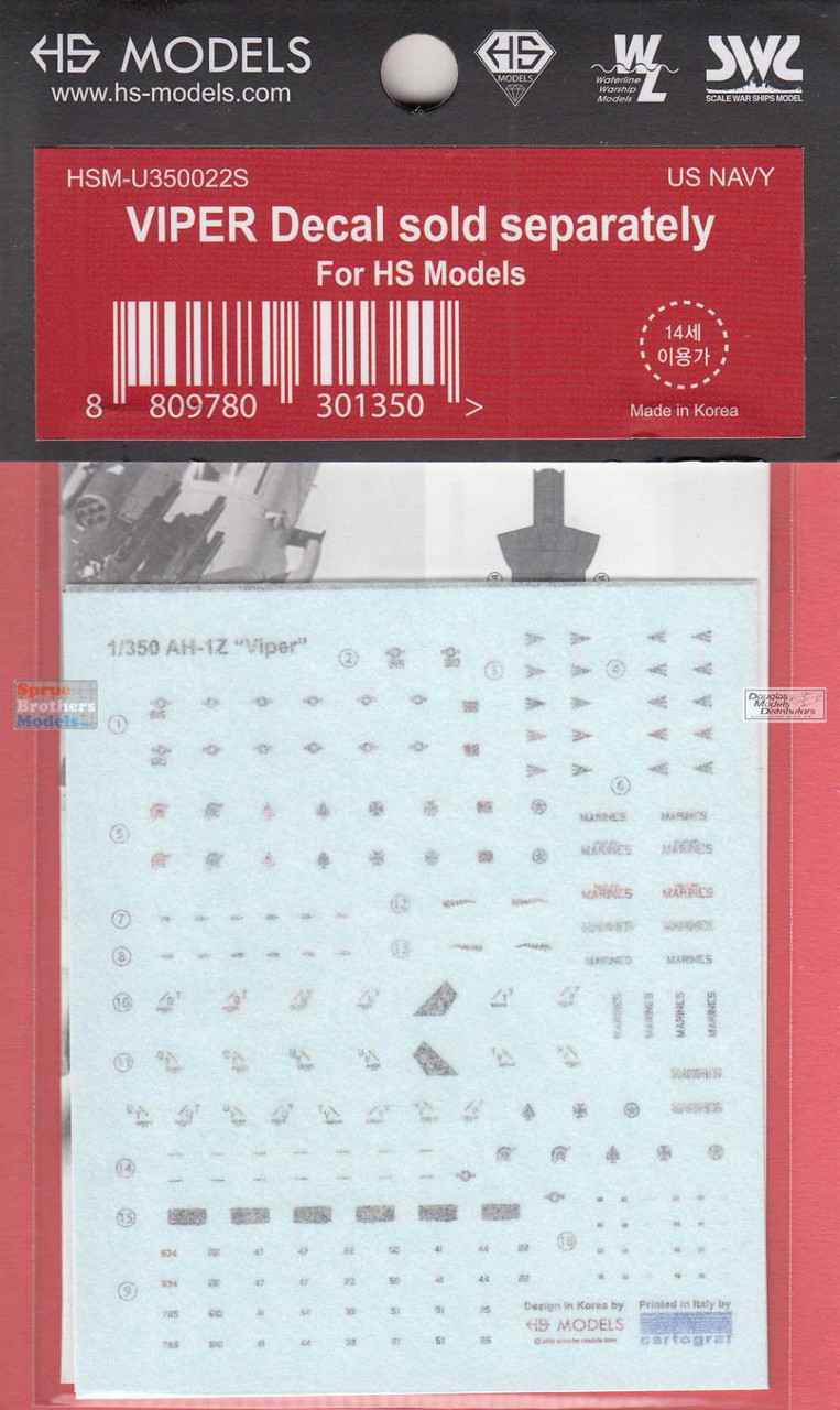 HSMU350022U 1:350 HS Models US Navy AH-1Z Viper Decal Set - Sprue ...