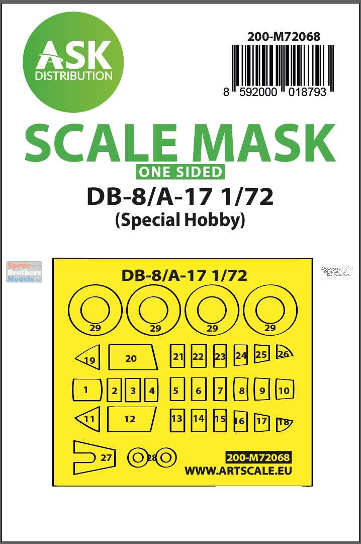 ASKM72068 1:72 ASK/Art Scale Mask - DB-8 / A-17 (SPH kit) - Sprue ...