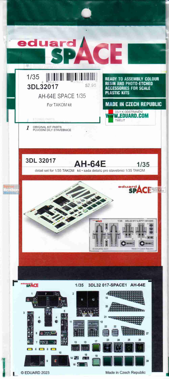 EDU3DL32017 1:35 Eduard SPACE - AH-64E Apache (TAK kit) - Sprue ...