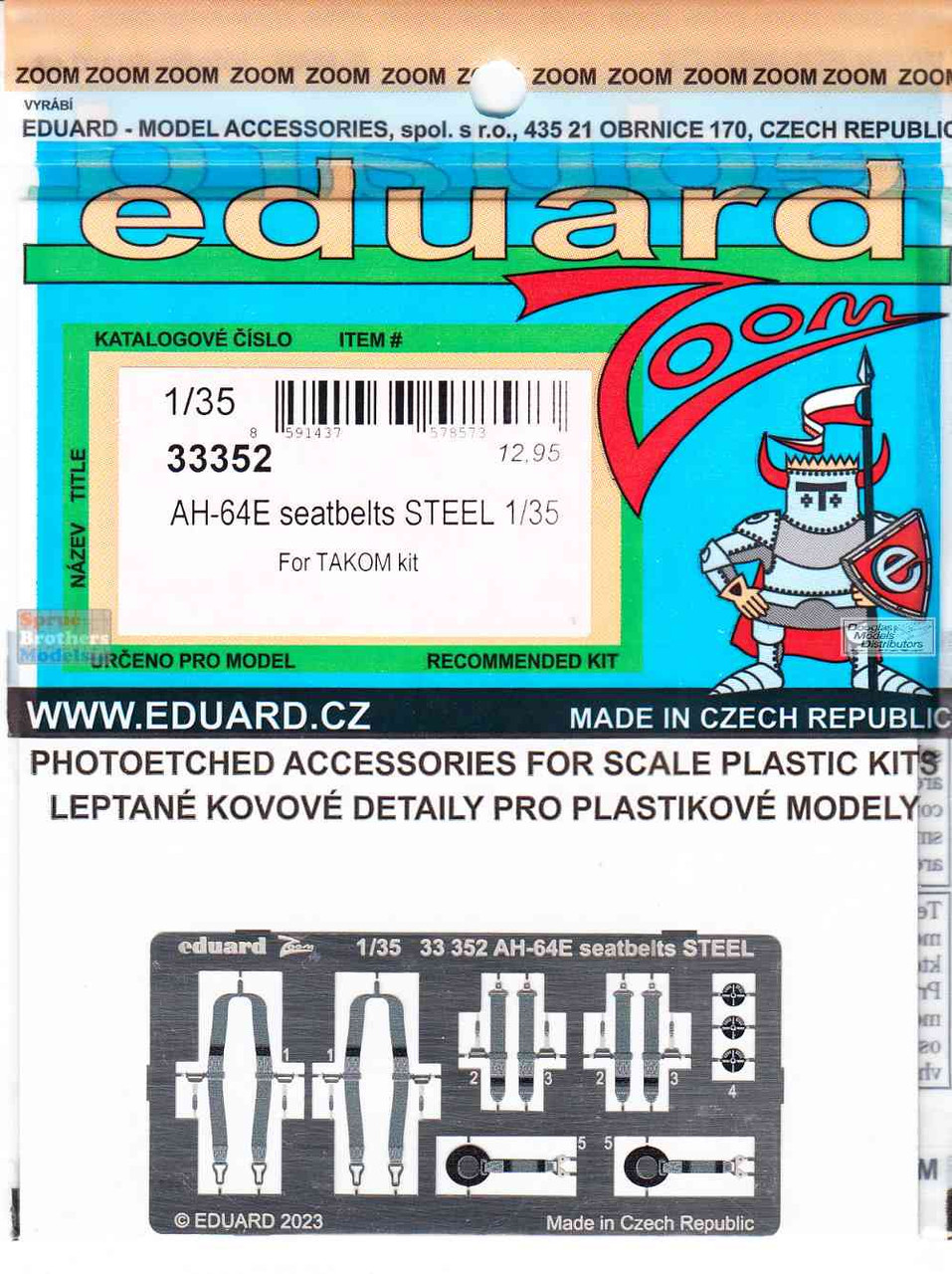 EDU33352 1:32 Eduard Color Zoom PE - AH-64E Apache Seatbelts [STEEL ...