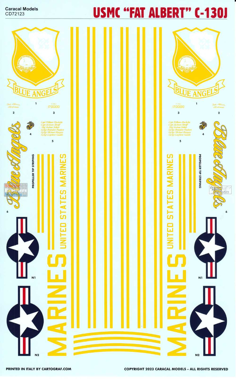 CARCD72123 1:72 Caracal Models Decals - USMC C-130J Hercules 'Fat ...
