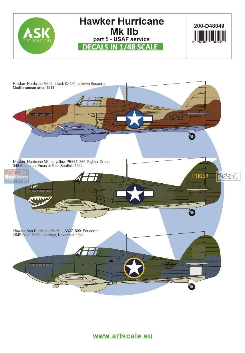 ASKD48049 1:48 ASK/Art Scale Decals - Hurricane Mk.IIb Part 5: USAF ...