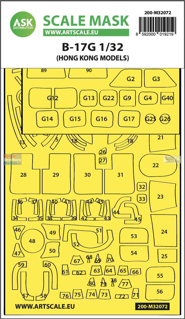 ASKM32072 1:32 ASK/Art Scale Mask - B-17G Flying Fortress (HKM kit ...