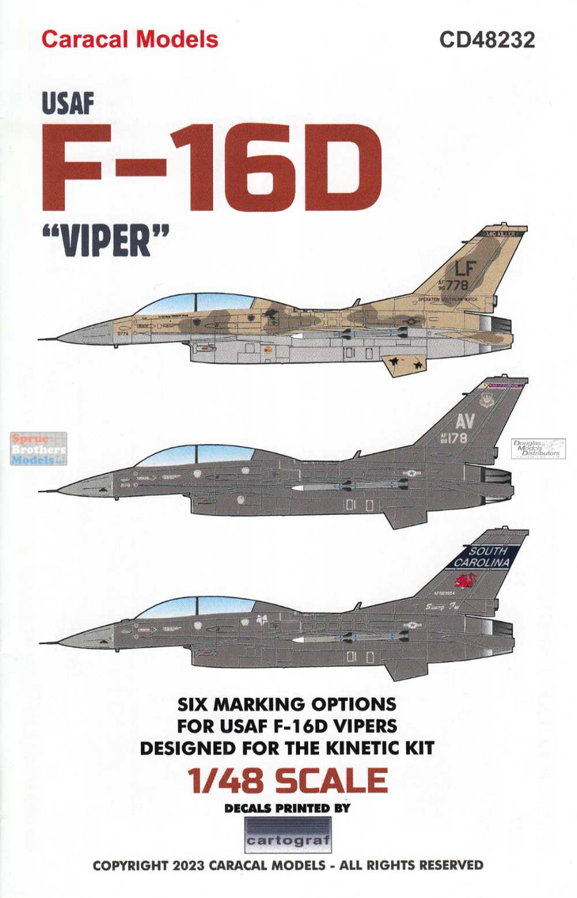 CARCD48232 1:48 Caracal Models Decals - F-16D Falcon 'Viper' - Sprue Brothers Models LLC