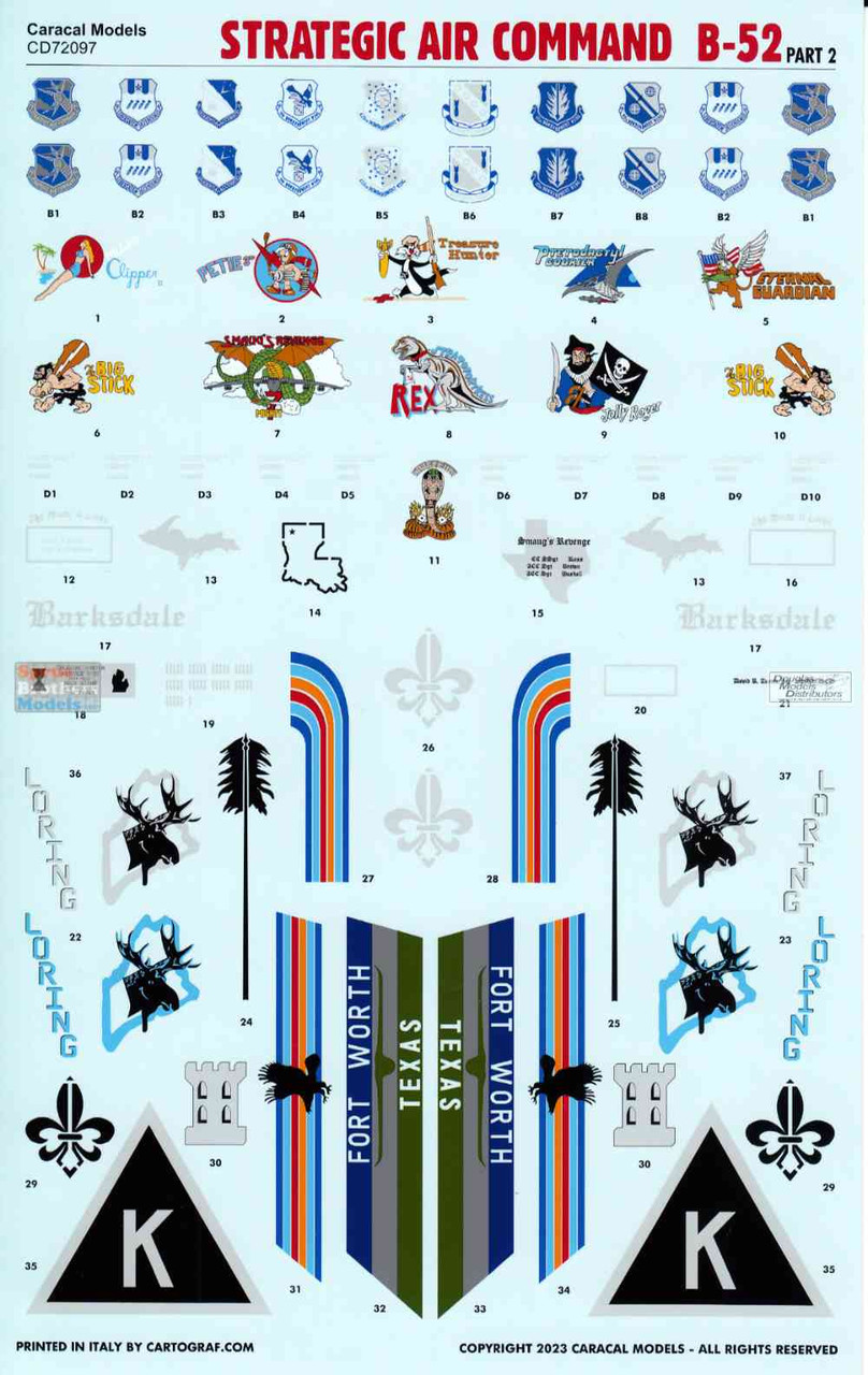 CARCD72097 1:72 Caracal Models Decals - Strategic Air Command B-52G B ...