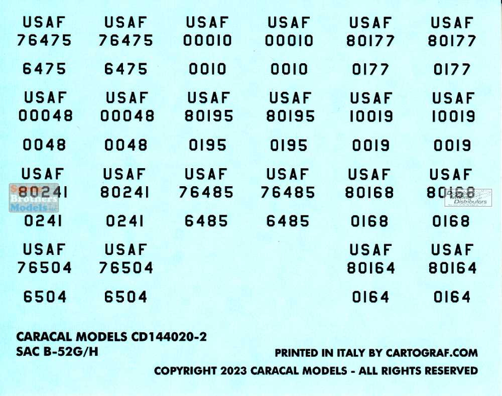 CARCD144020 1:144 Caracal Models Decals - B-52G B-52H Stratofortress ...
