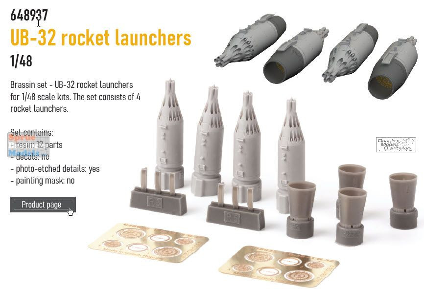 EDU648937 1:48 Eduard Brassin Print - UB-32 Rocket Launchers - Sprue ...