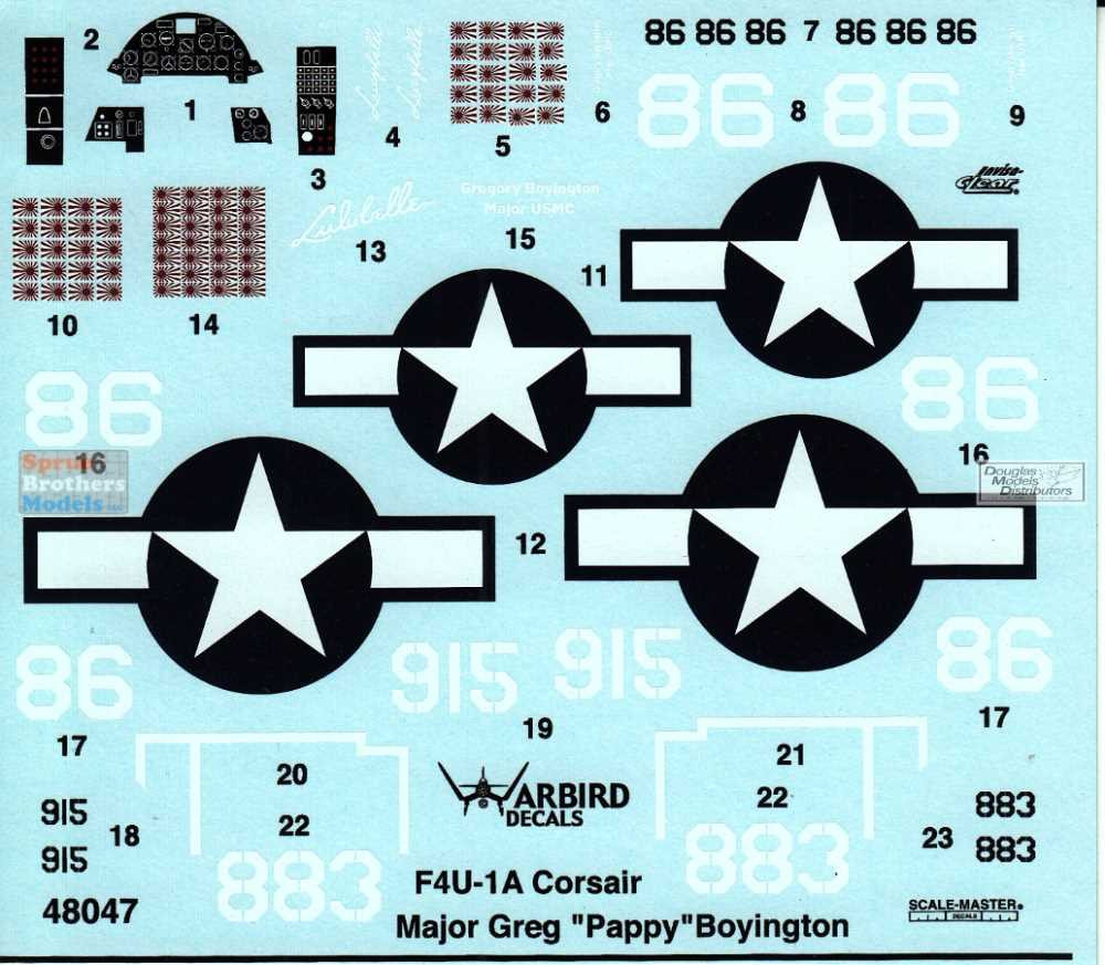 WBD48047 1:48 Warbird Decals - F4U-1A Corsair Major Greg 'Pappy ...