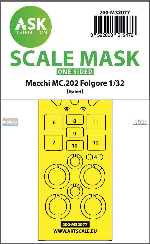 ASKM32077 1:32 ASK/Art Scale Mask - Mc.202 Folgore (ITA kit) - Sprue ...