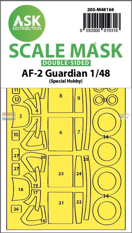 ASKM48164 1:48 ASK/Art Scale Double Sided Mask - AF-2 Guardian (SPH kit ...