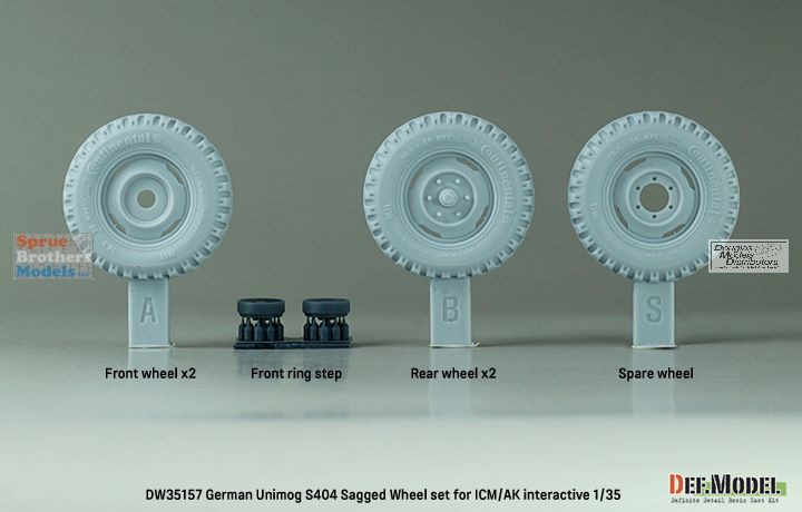 DEFDW35157 1:35 DEF Model Unimog S 404 Sagged Wheel Set (ICM/AKI kit ...