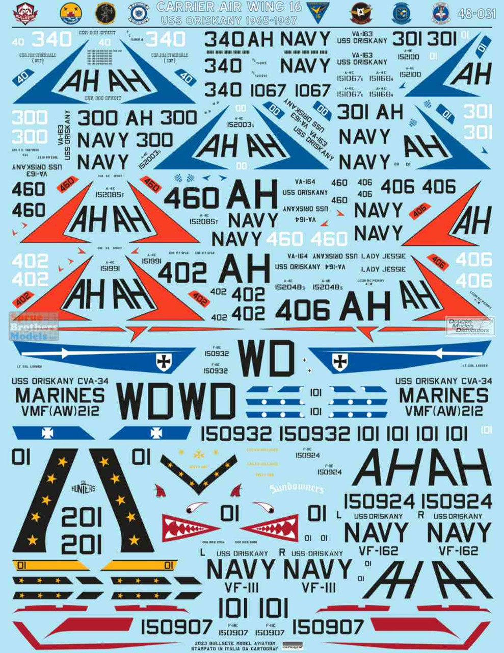 BMA48031 1:48 Bullseye Model Aviation Decals - Carrier Air Wing 16 USS ...