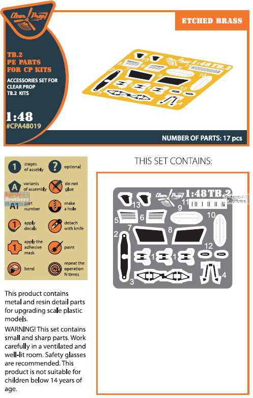 CLPCPA48019A 1:48 Clear Prop Models TB.2 UAV PE Detail Set (CLP kit ...