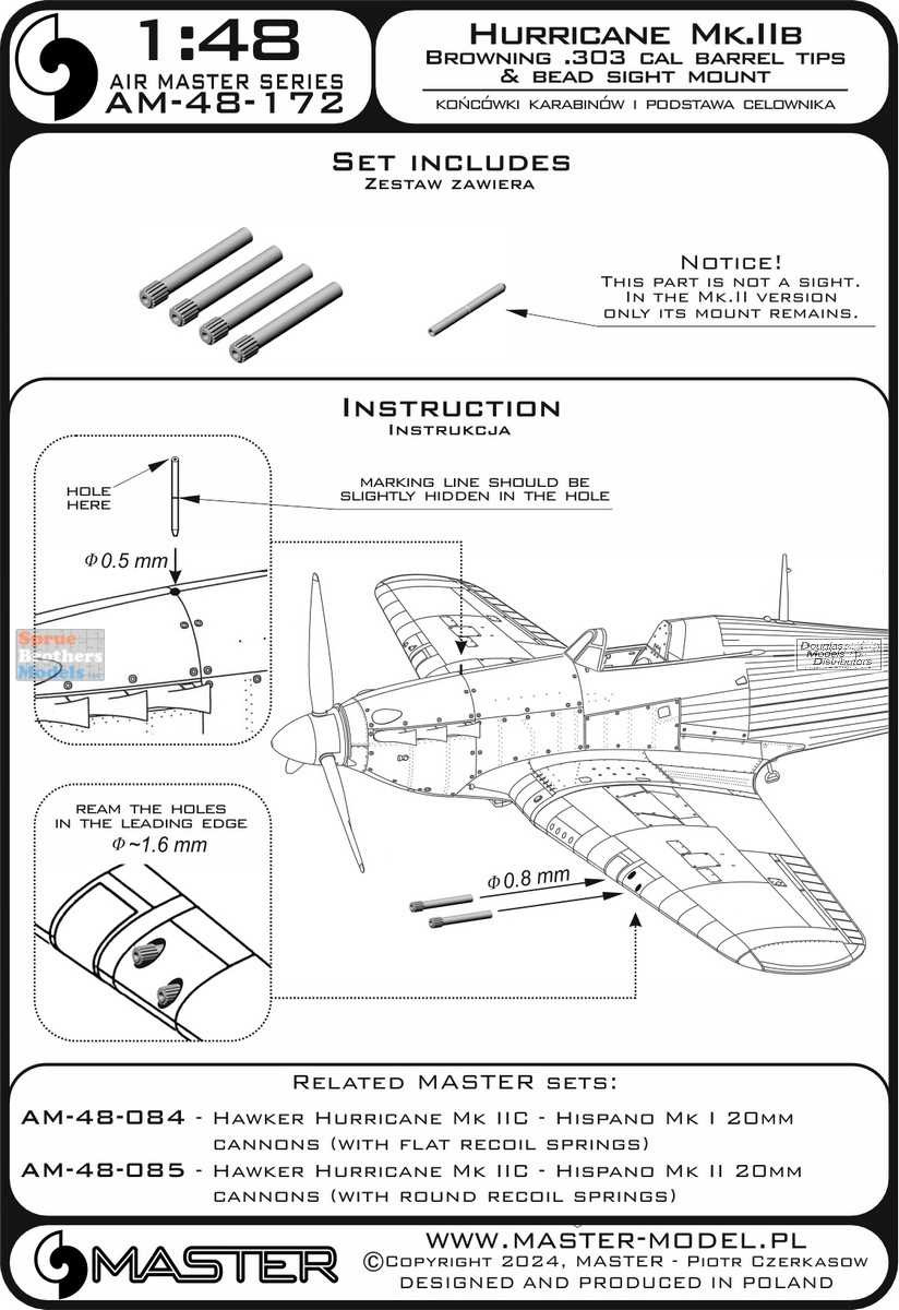 MASAM48172 1:48 Master Model - Hurricane Mk.IIb Browning .303 Cal ...