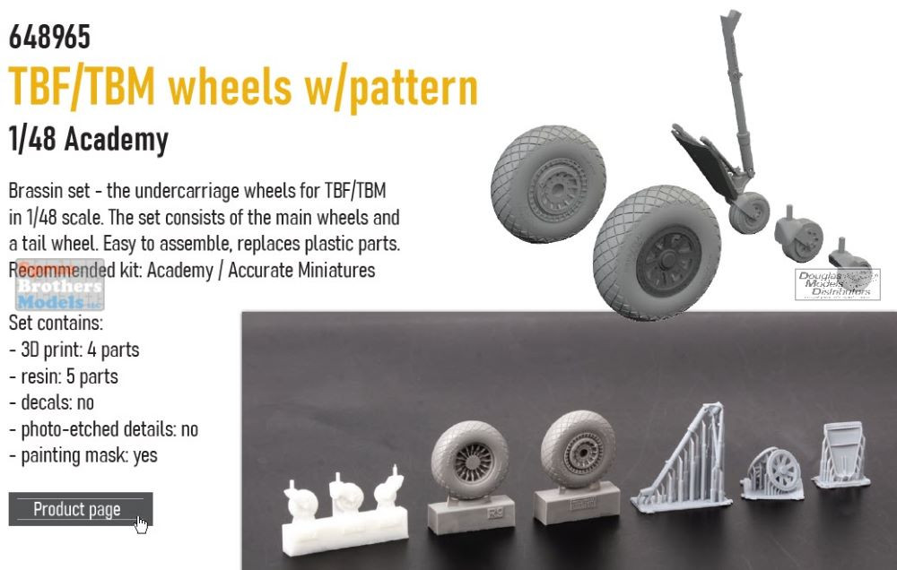 EDU648965 1:48 Eduard Brassin Print - TBF TBM Avenger Wheels with ...
