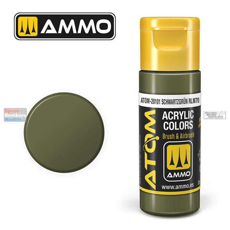 AMMAT20101 AMMO by Mig ATOM Acrylic Paint - Schwartzgrün RLM70 FS34052 ...