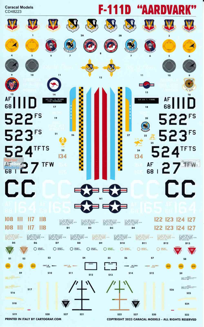 CARCD48223 1:48 Caracal Models Decals - F-111D Aardvark - Sprue ...
