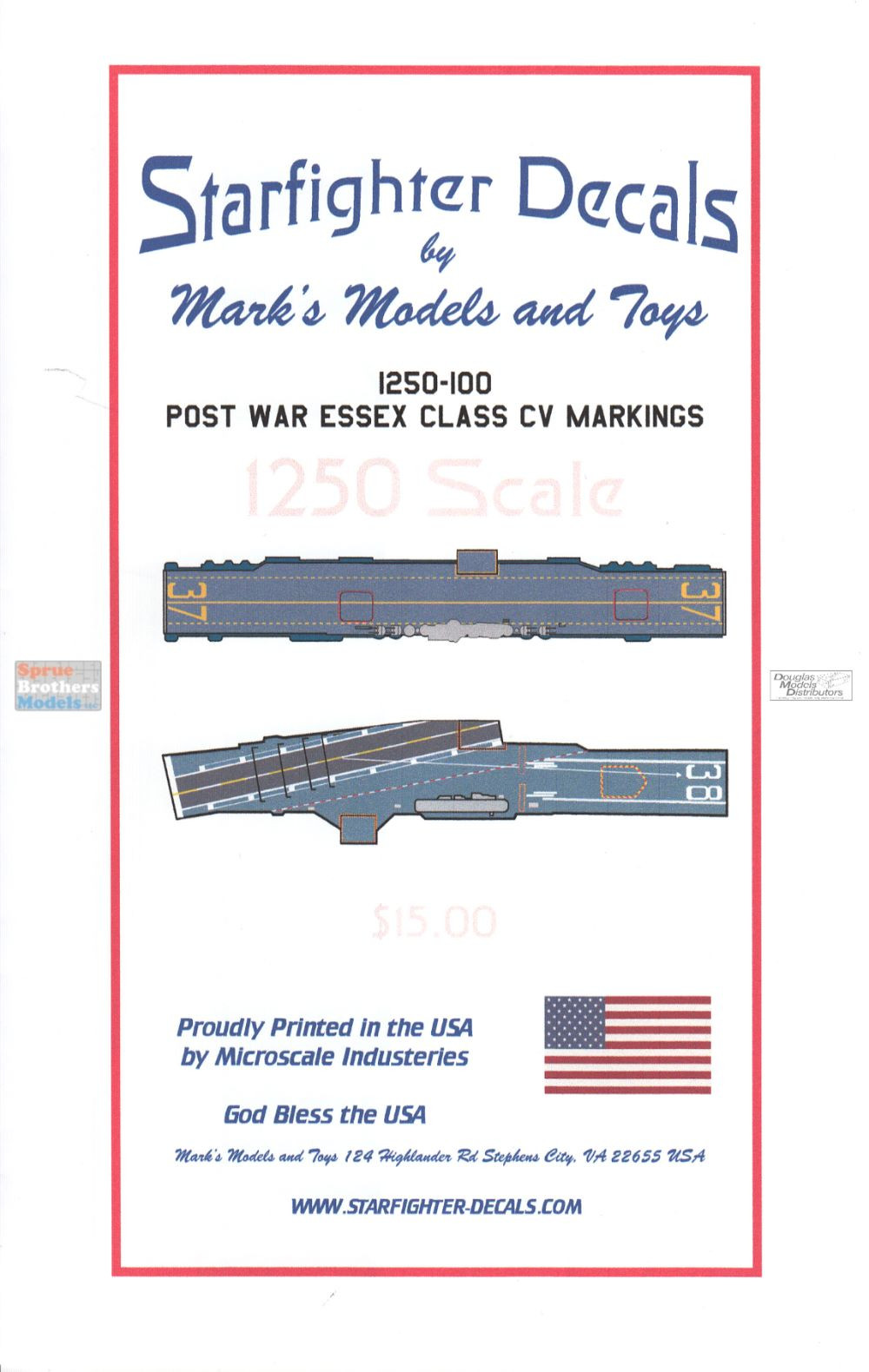 SFD1250100 1:1250 Starfighter Decals - Post War Essex Class CV Markings ...
