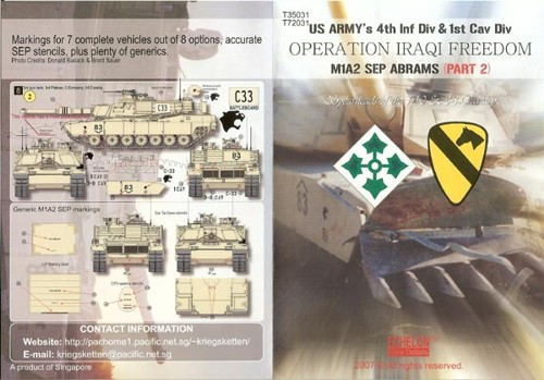ECH35017 1:35 Echelon US Army M1A2 SEP Abrams Operation Iraqi Freedom ...
