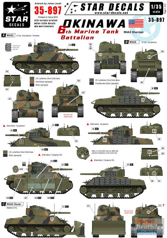 SRD35C1026 1:35 Star Decals - M4A3 (76mm) Sherman US 761st Tank ...