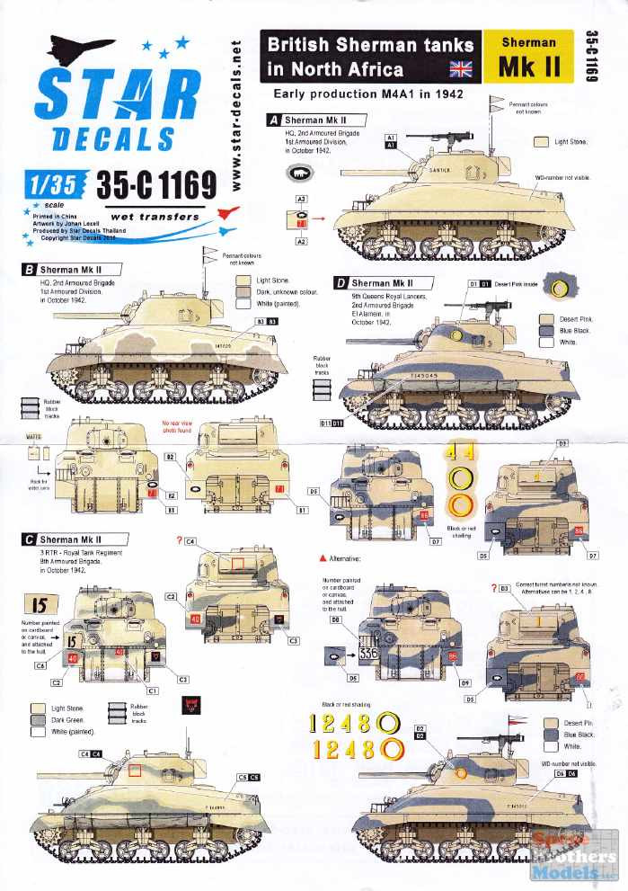 SRD35C1169 1:35 Star Decals - British Sherman Tanks in North Africa ...