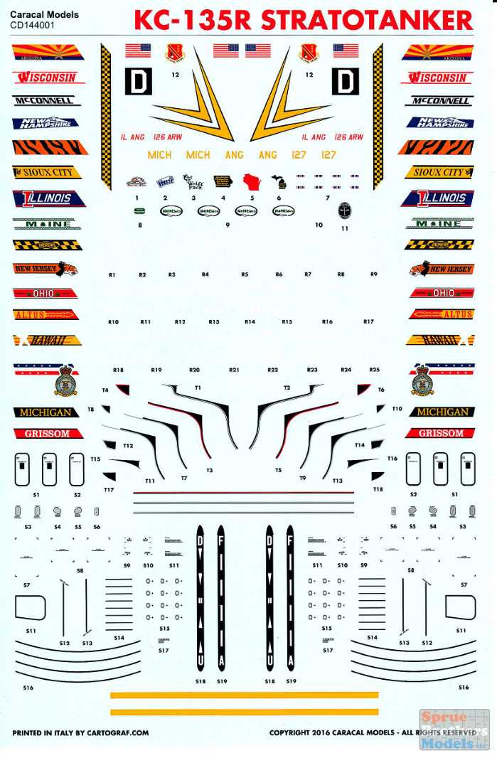 CARCD144001 1:144 Caracal Models Decals - KC-135R Stratotanker - Sprue ...