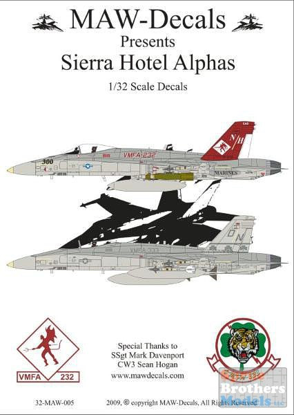 MAW32005 1:32 MAW Decals - F-18A Hornet Sierra Hotal Alphas VMFA-232 ...