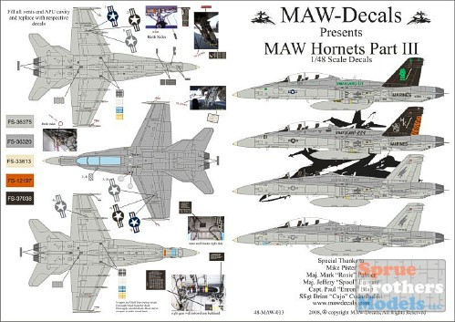 MAW48013 1:48 MAW Decals - MAW F-18A+ F-18C F-18D Hornets Pt II #48013 ...