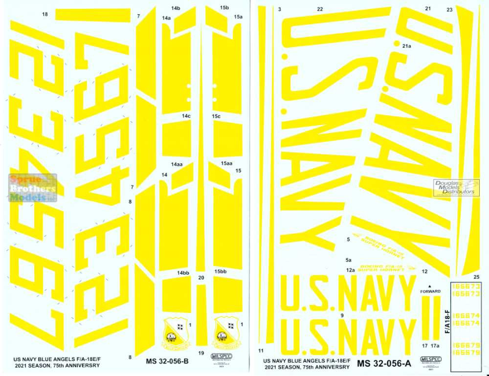 CAMMS32056 1:32 MilSpec Decals - F-18E F-18F Super Hornet US Navy Blue ...