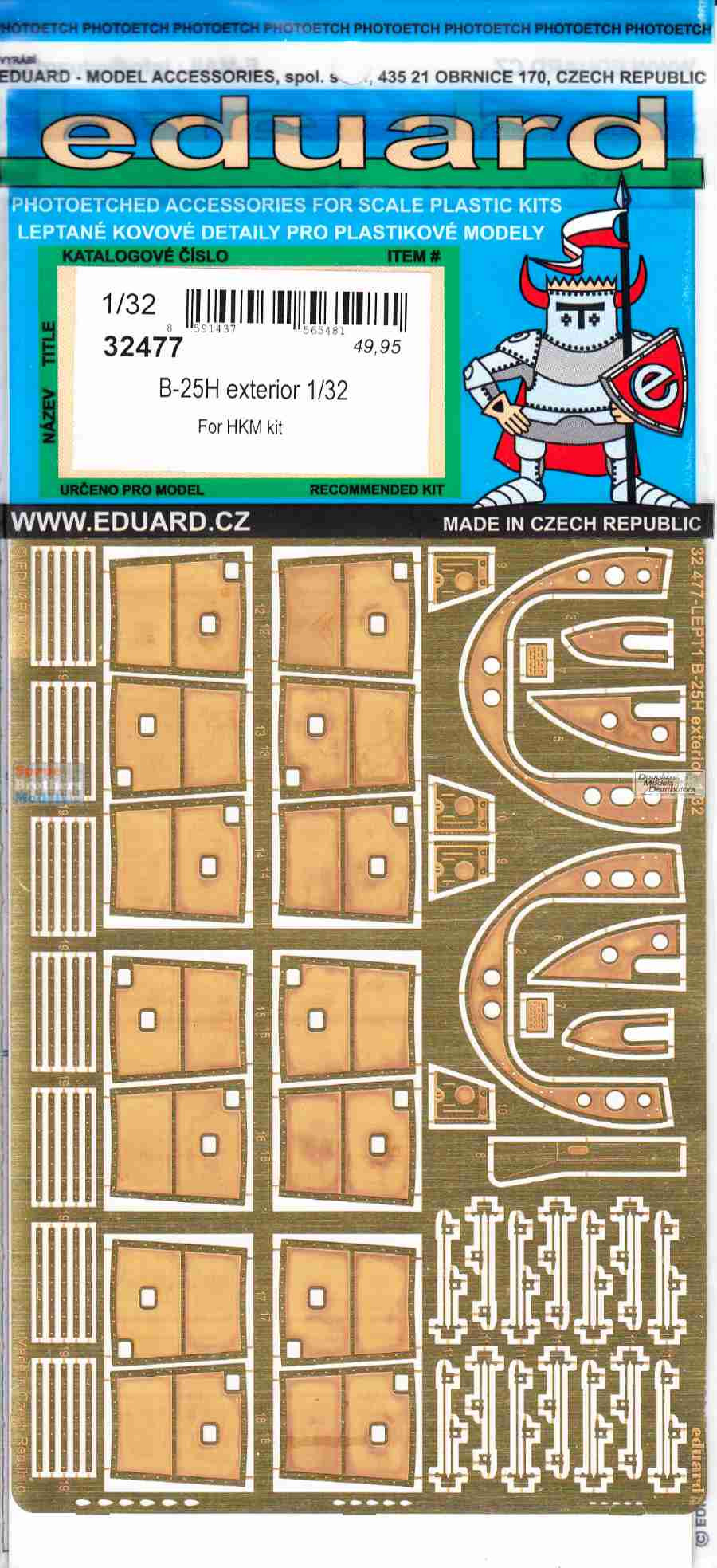 EDU32477 1:32 Eduard PE - B-25H Mitchell Exterior Detail Set (HKM kit ...