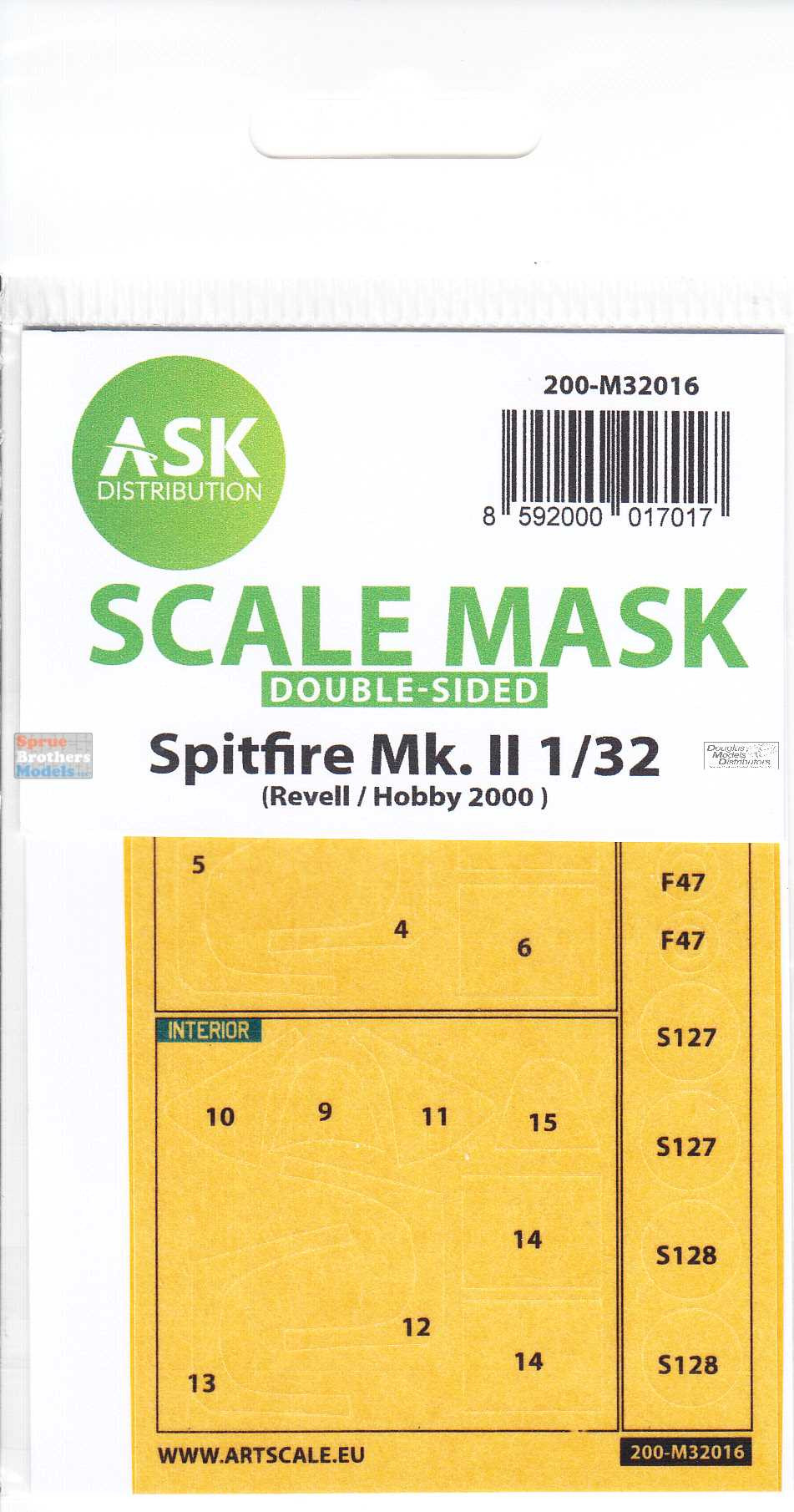 ASKM32016 1:32 ASK/Art Scale Mask [Double Sided] - Spitfire Mk.II (REV ...