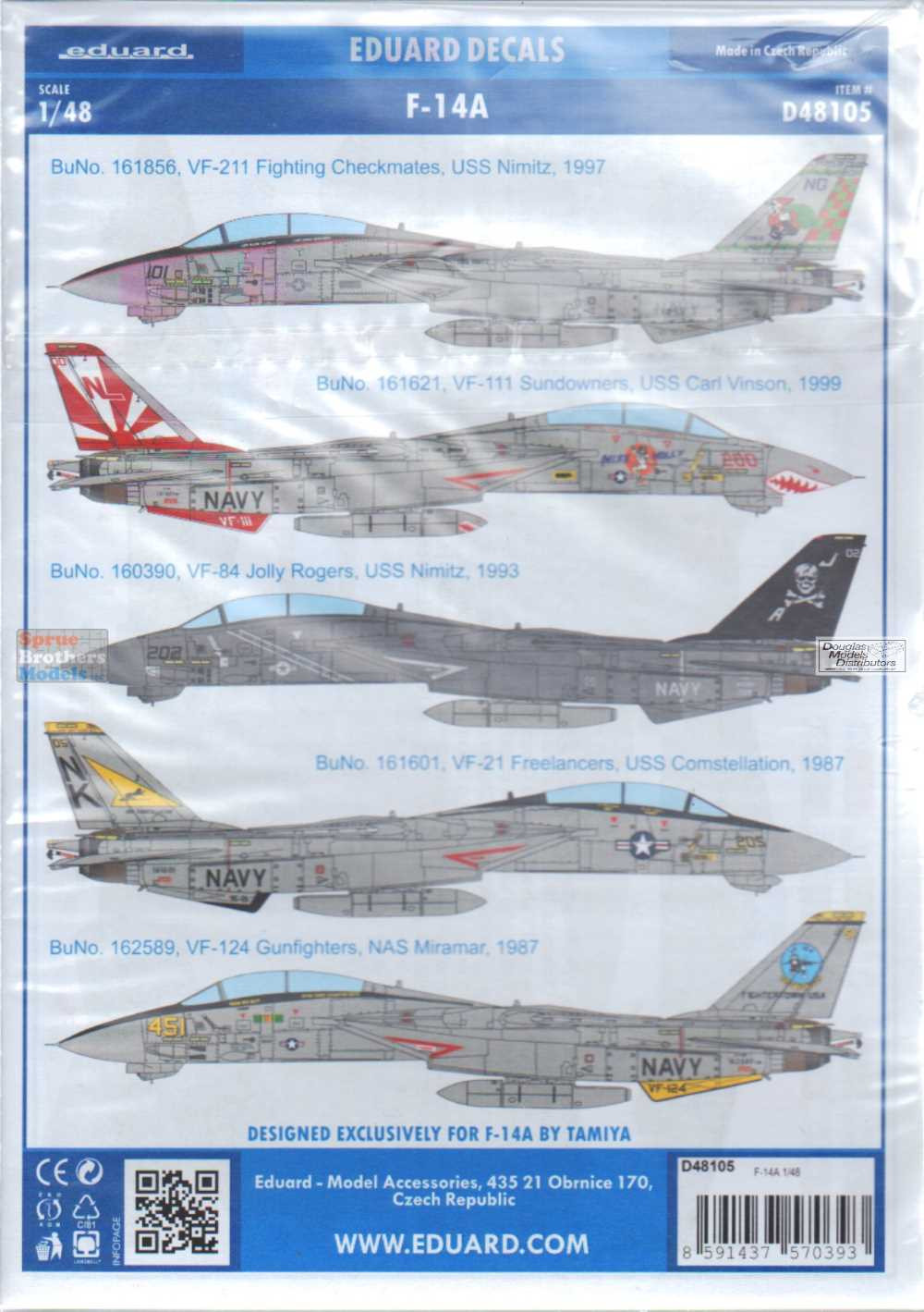 EDUD48105 1:48 Eduard Decals - F-14A Tomcat VF-211 VF-111 VF-84 VF-21 ...