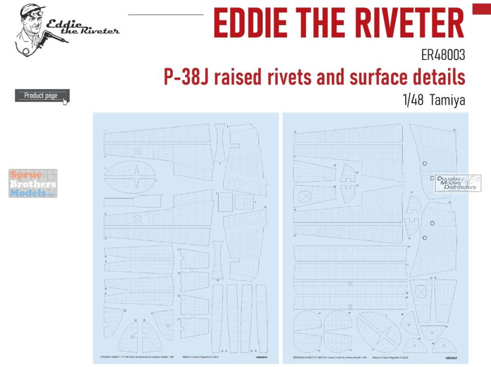 EDUER48004 1:48 Eduard P-38F P-38G P-38H Lightning Raised Rivets ...
