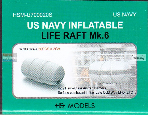 HSMU700020U 1:700 HS Models US Navy Inflatable Life Raft Mk.6 - Sprue ...