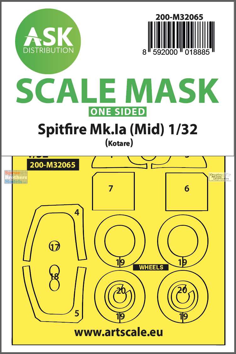 ASKM32065 1:32 ASK/Art Scale Mask - Spitfire Mk.Ia Mid (KOT kit ...