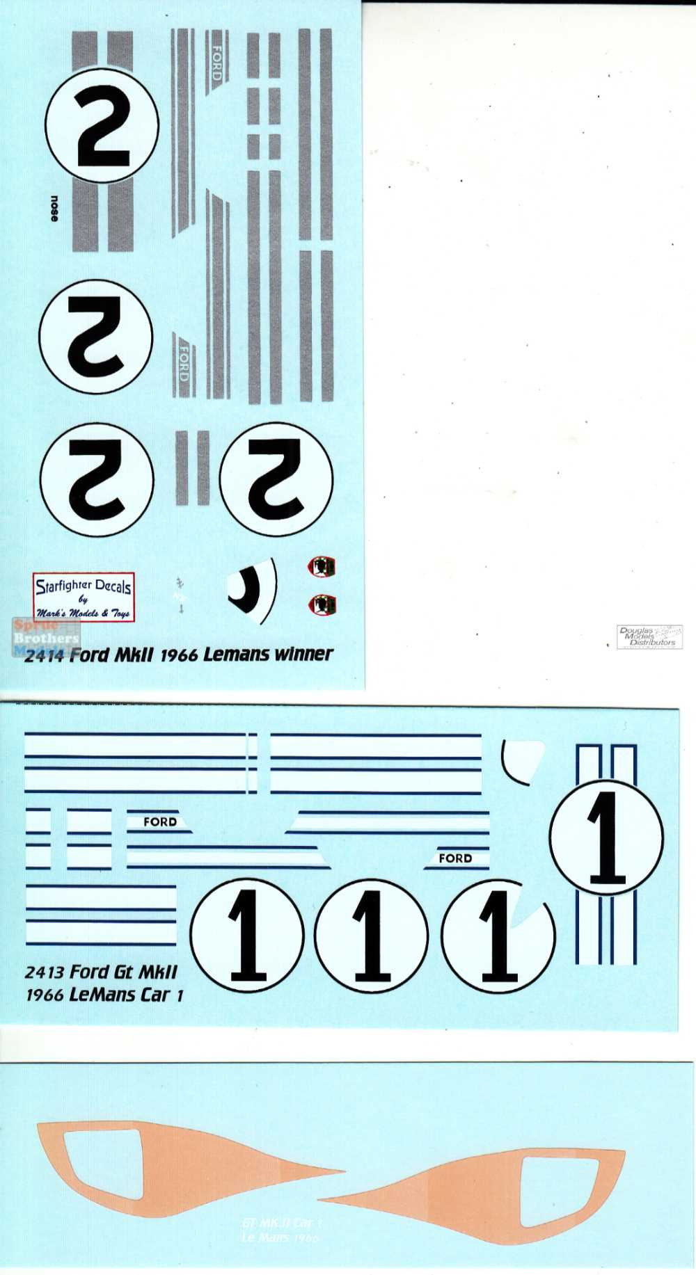 SFD02414 1:24 Starfighter Decals - Ford GT Mk.II Le Mans 1966 Part 1 ...