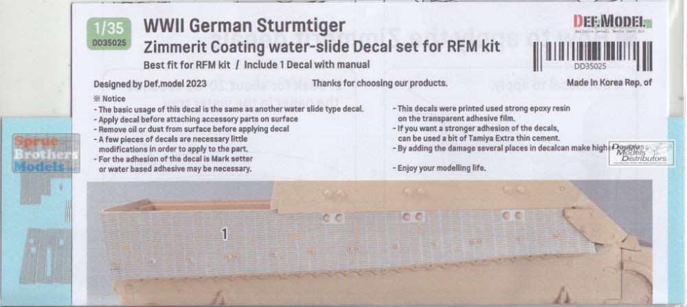 DEFDD35025 1:35 DEF Decal - Sturmtiger Zimmerit Coating Water Slide ...