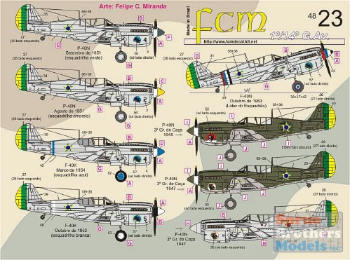 FCM48023 1:48 FCM Decals - P-40 Warhawk 1/14 G.A.v. #48023 - Sprue ...