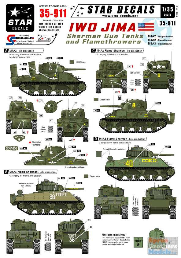 SRD35897 1:35 Star Decals - M4A3 Sherman 6th Marine Tank Battalion ...