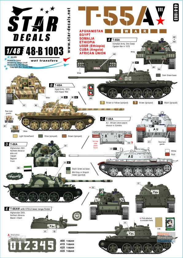 SRD35975 1:35 Star Decals - Syrian T-54 and T-55 Tanks in 1973 Yom ...
